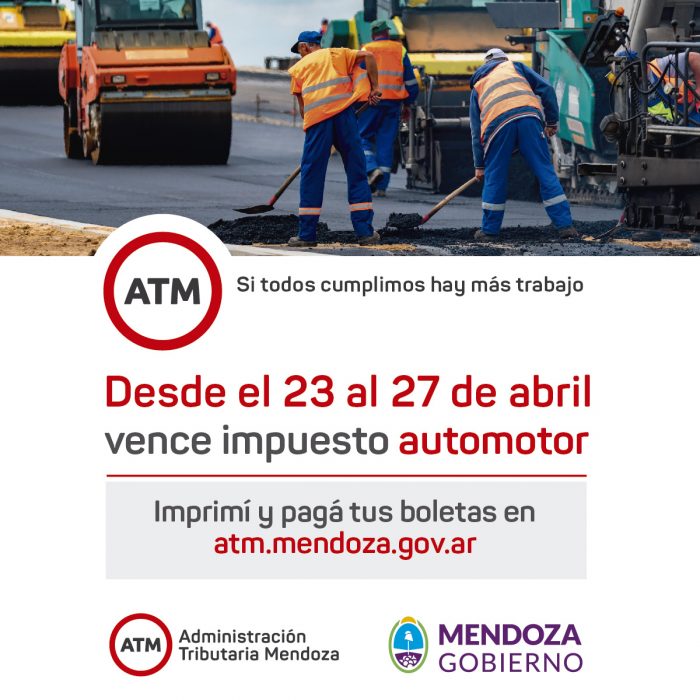 ATM: vence el Impuesto Automotor : Prensa Gobierno de Mendoza